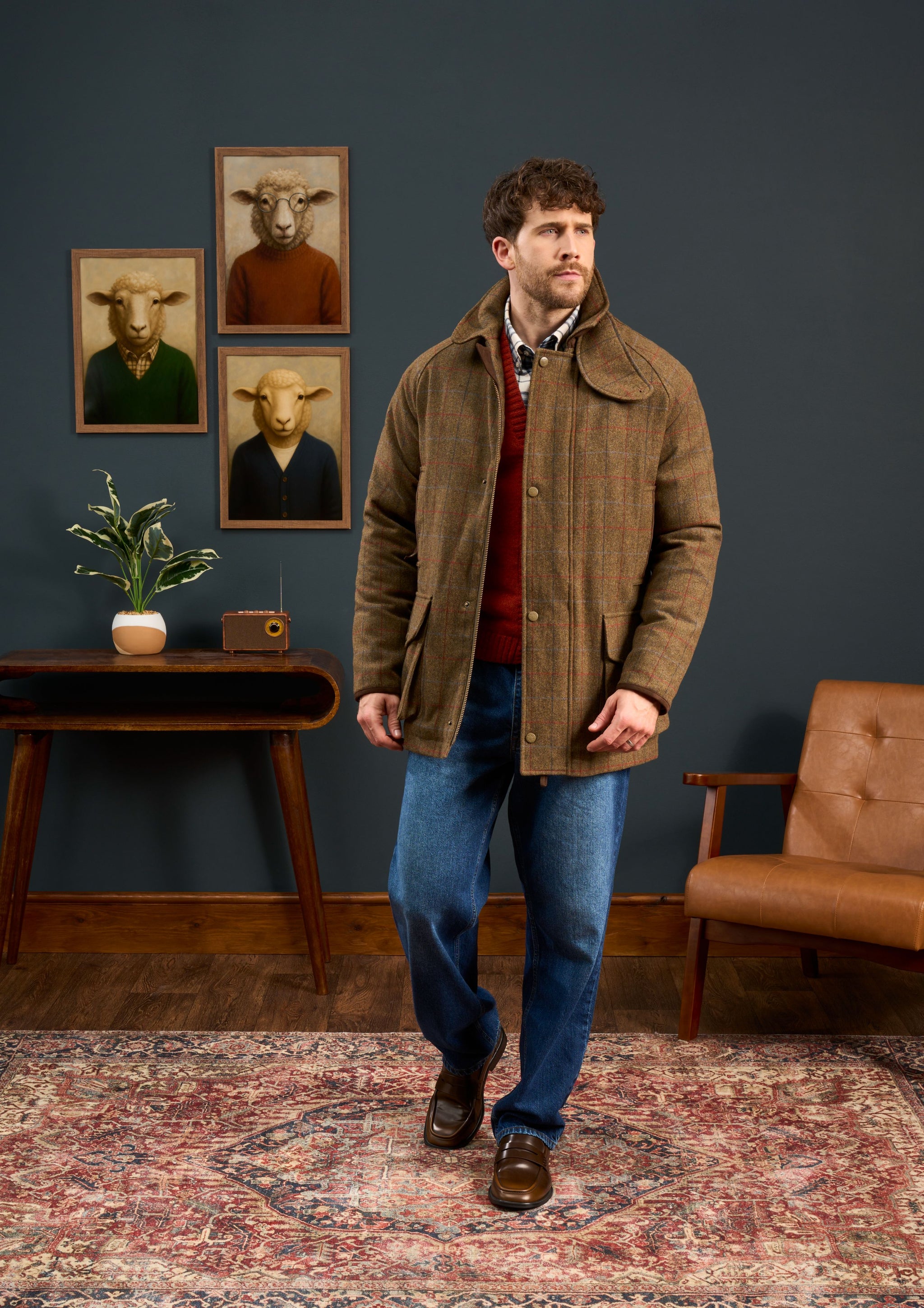 Surrey Waterproof Tweed Coat In Hawkswood – Alan Paine